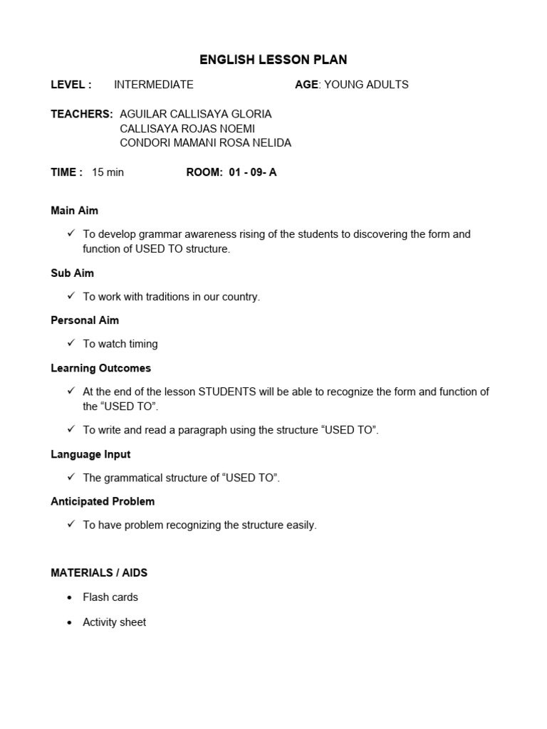 Lesson Plan, Grammar | PDF