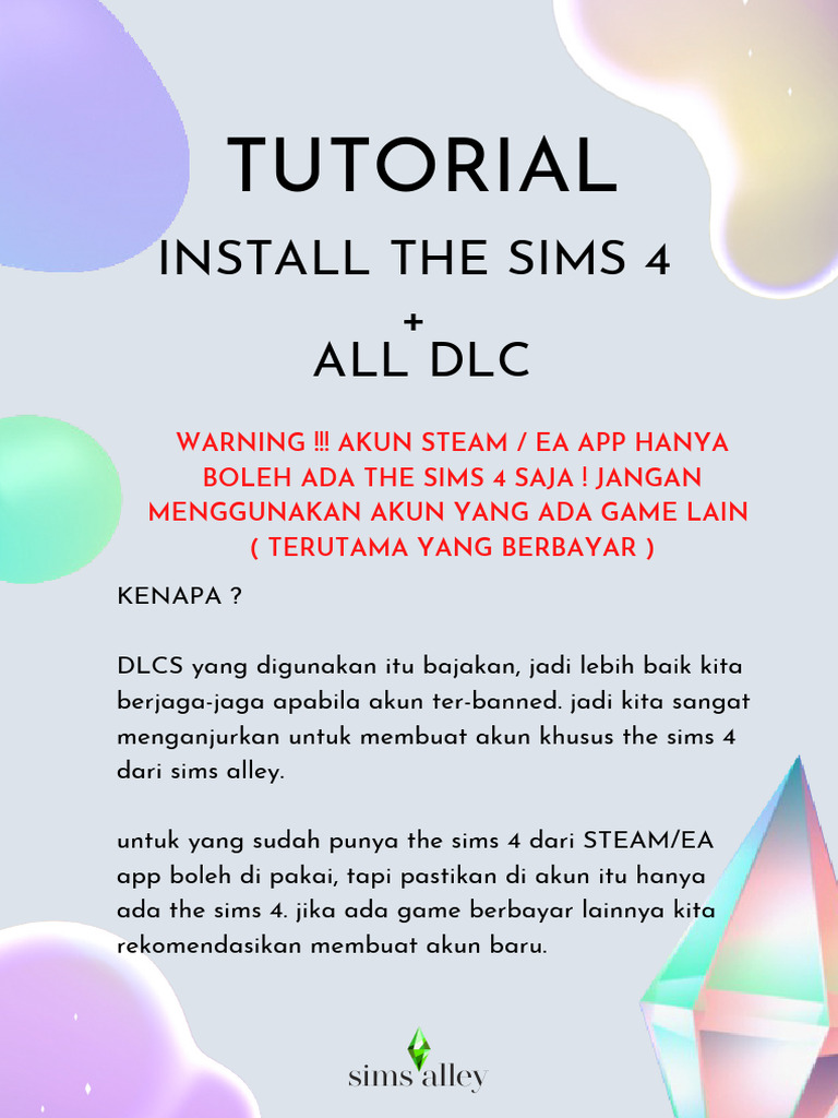 Panduan Install The Sims 4 + All DLC | PDF
