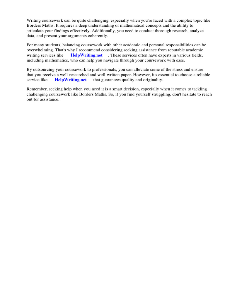 Borders Maths Coursework | PDF | Microsoft Word