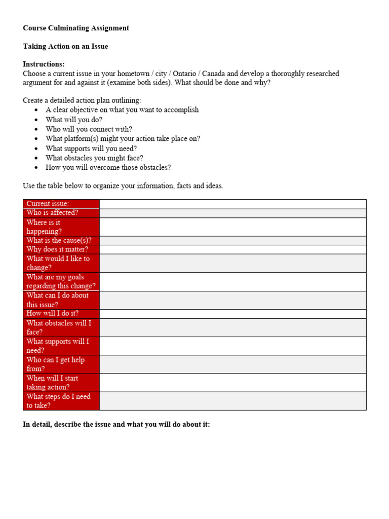 Course Culminating Assignment | PDF | Cognition | Communication