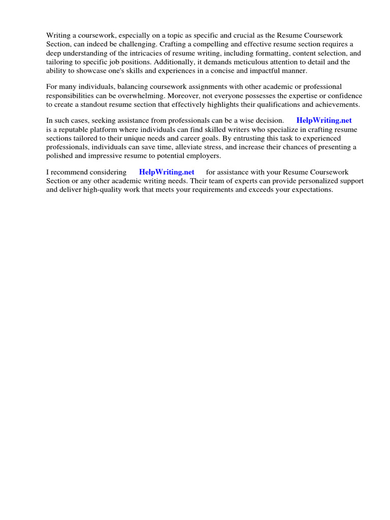 Resume Coursework Section | PDF | Résumé | Experience