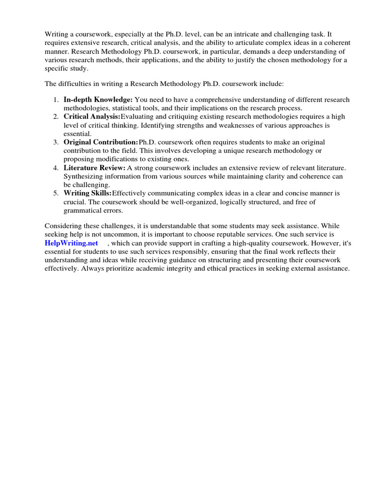 Research Methodology PHD Course Work | PDF