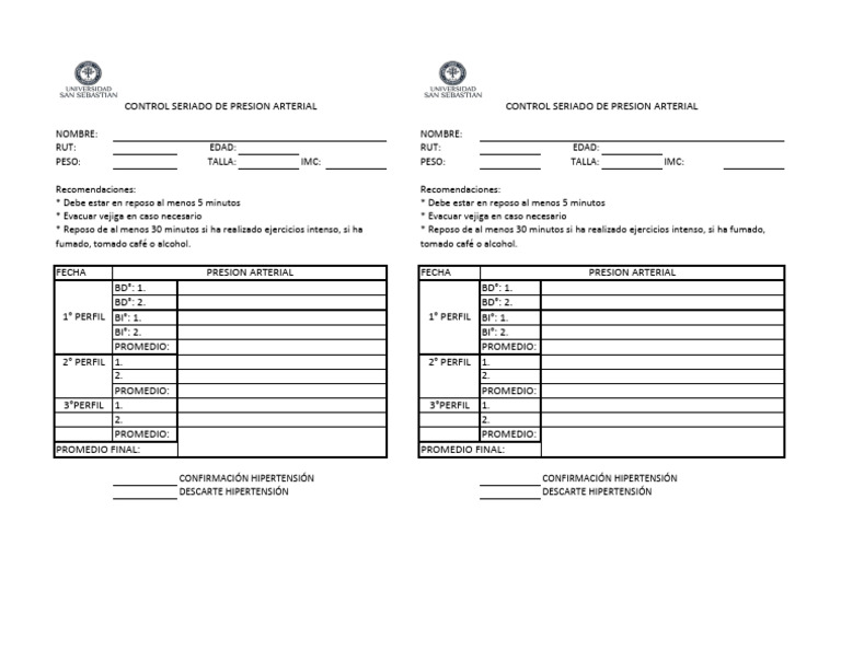 Formulario Control Seriado de Pa | PDF | Hipertensión | Medicina