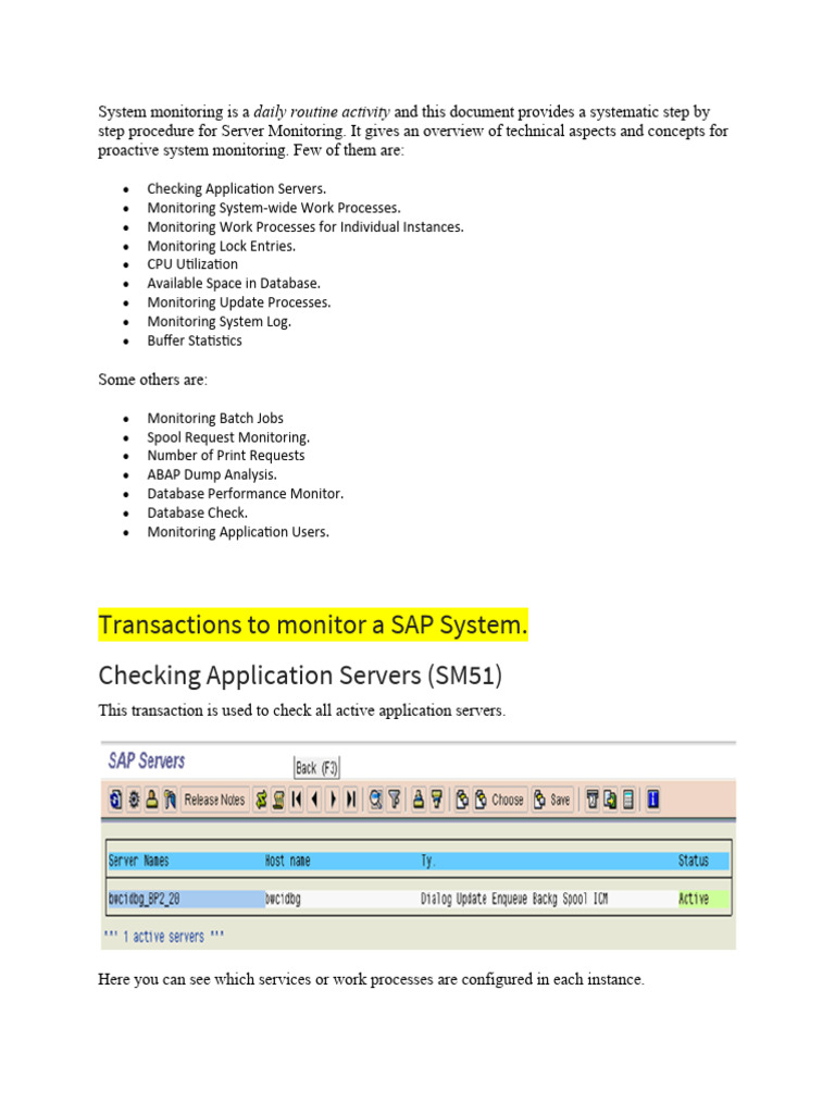 Sap Monitor Transactions | PDF | Databases | Operating System