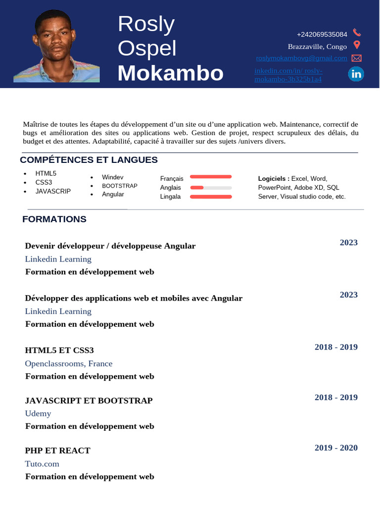 Rosly Mokambo CV2 | PDF | Programmation web | Internet