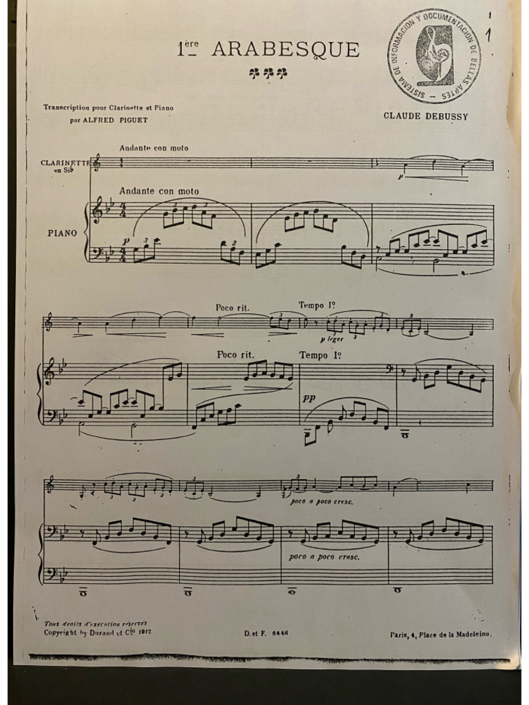 Arabesque Claude Debussy Parte Piano | PDF