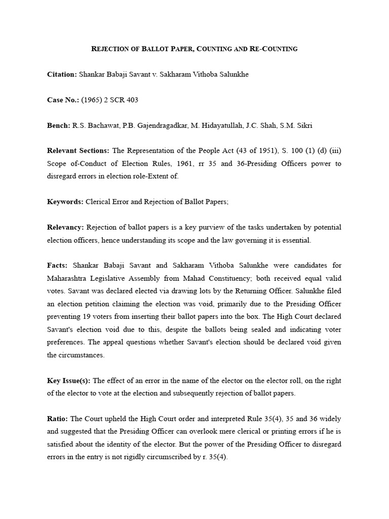 Election Ballot Rejection & Recount | PDF | Elections | Appeal