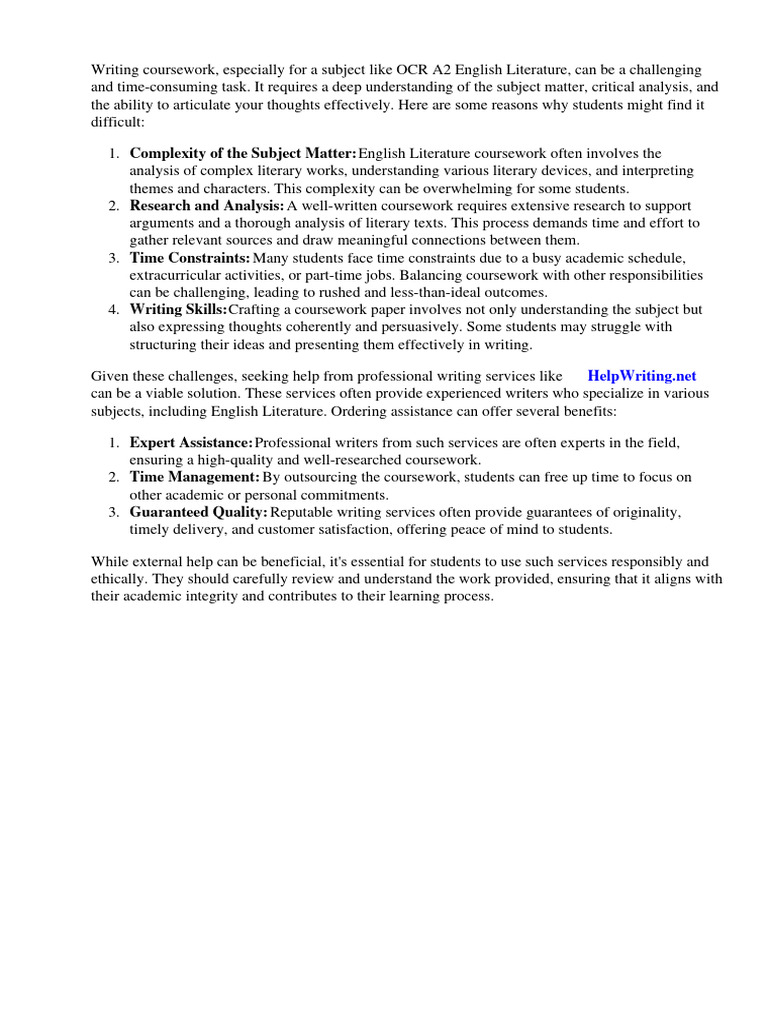 Ocr A2 English Literature Coursework Mark Scheme | PDF | Thought | Facebook