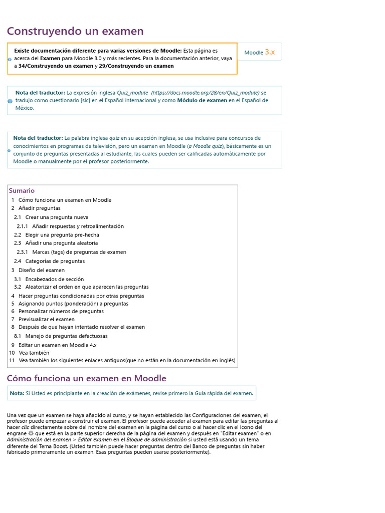 Construyendo Un Examen - MoodleDocs | PDF | Moodle