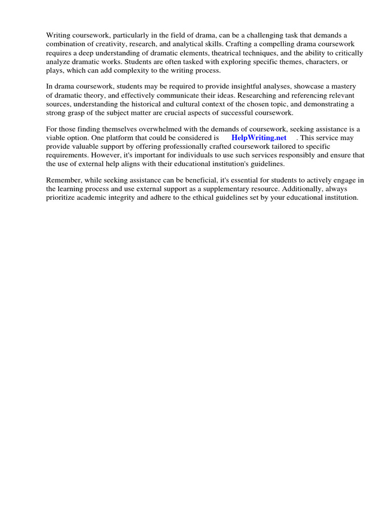 As Drama Coursework Examples | PDF