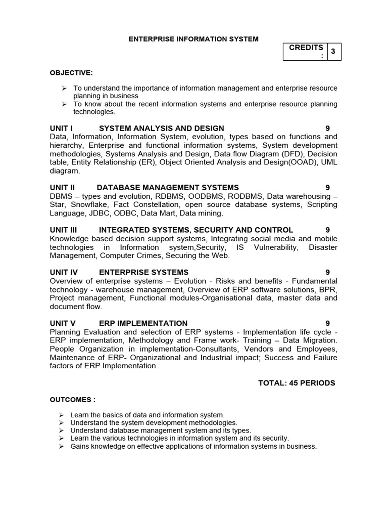 II Sem Enterprise Information System | PDF | Enterprise Resource ...