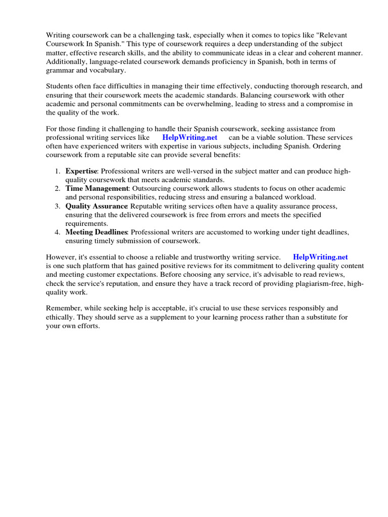 Relevant Coursework in Spanish | PDF | Résumé