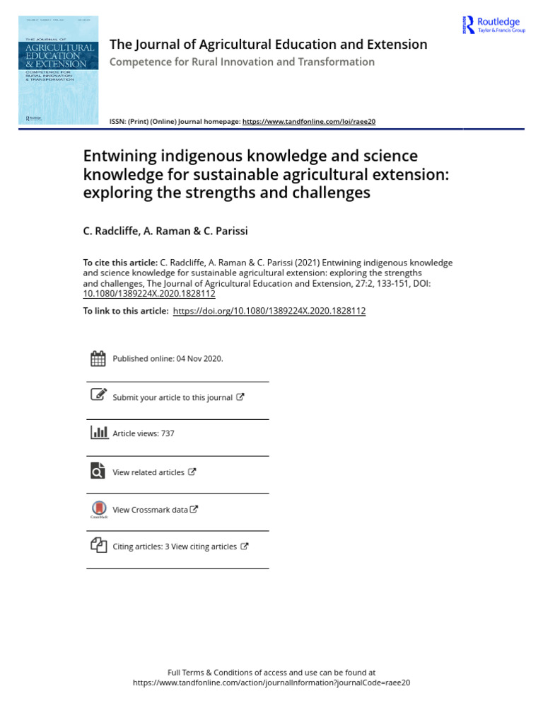 Entwining Indigenous Knowledge and Science Knowledge For Sustainable ...