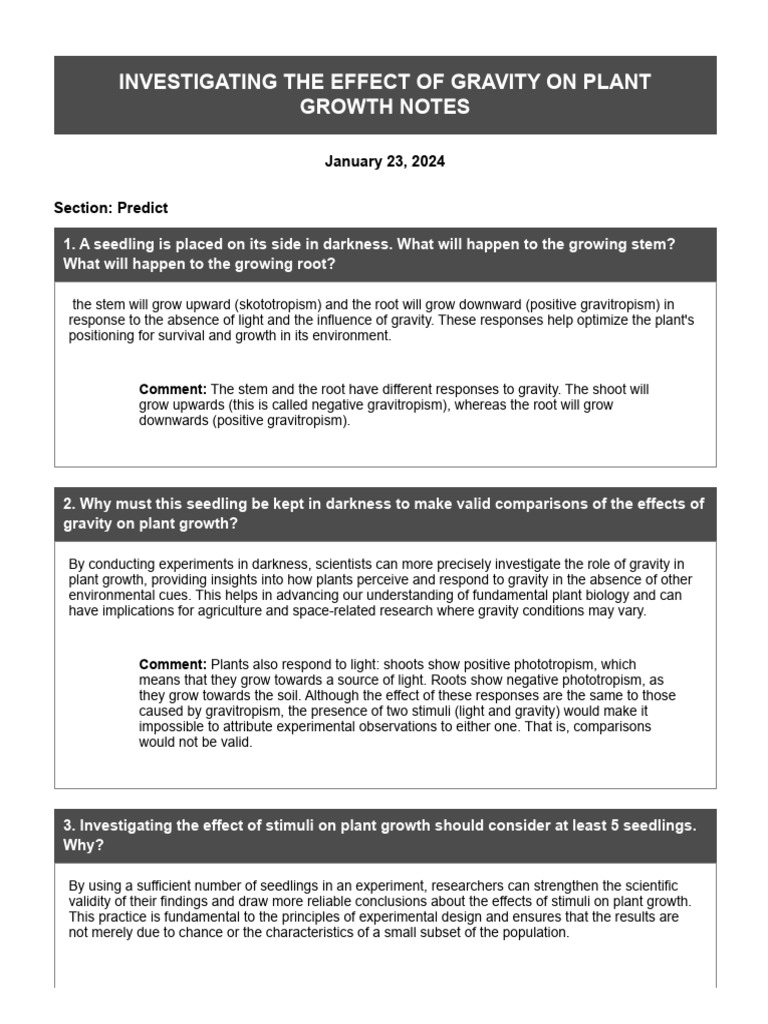 Investigating The Effect of Gravity On Plant Growth | Download Free PDF ...