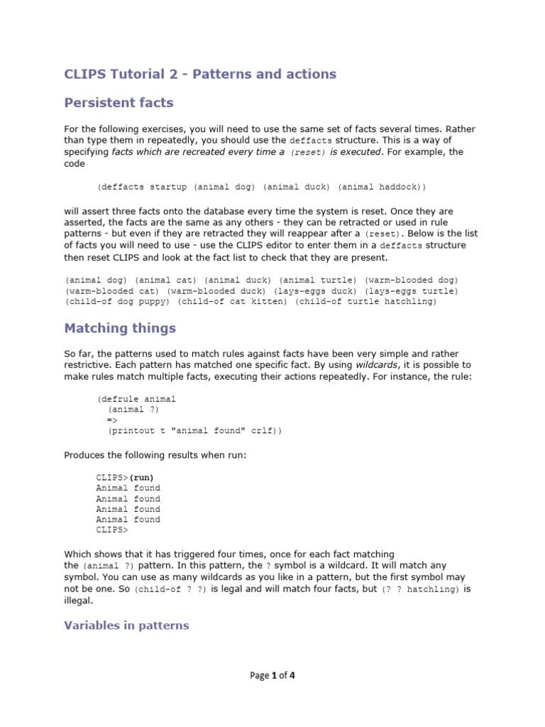 CLIPS Tutorial 2 | PDF | Function (Mathematics) | Logic
