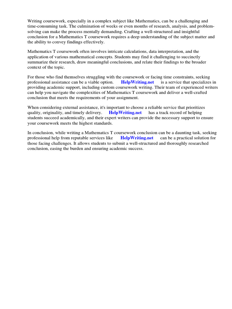 Mathematics T Coursework Conclusion | PDF | Mathematics | Methodology