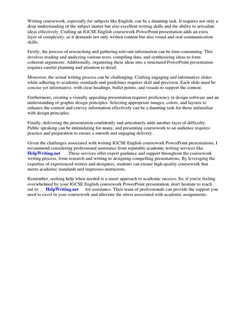 Igcse English Coursework Pdf Microsoft Power Point Learning