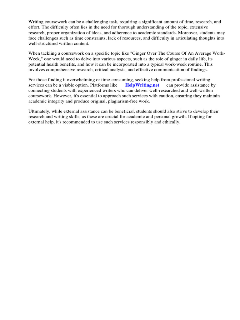 Ginger Over The Course of An Average Work-Week Wanted To See | PDF ...