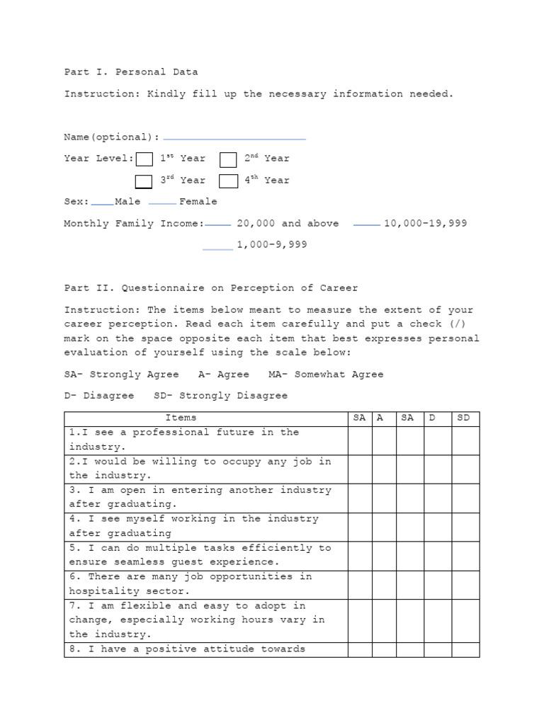 BSHM Students' Career Perceptions | PDF | Employment | Salary