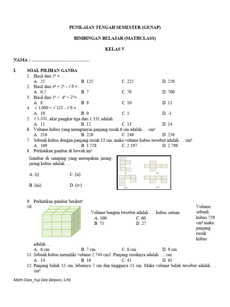 PTS Matematika Kelas 5 2024 | PDF