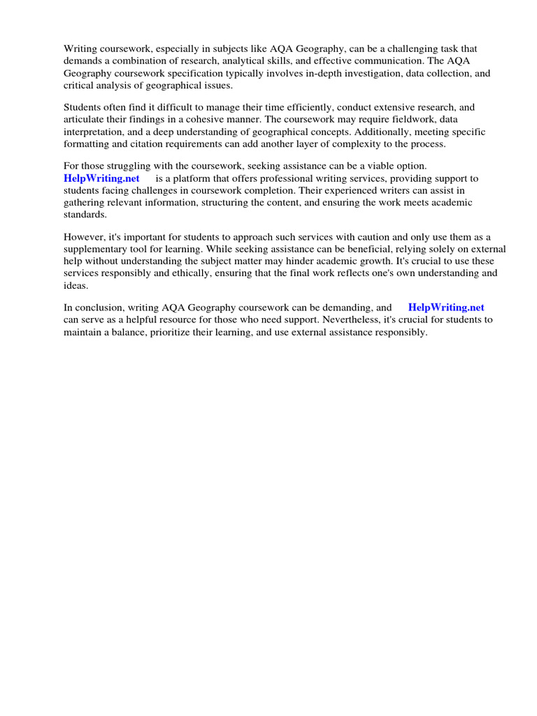 Aqa Geography Coursework Specification | PDF | Pay Pal