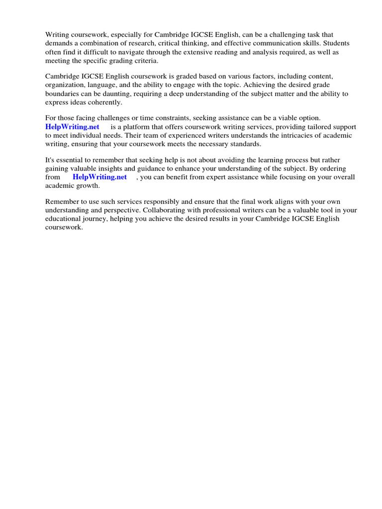 Cambridge Igcse English Coursework Grade Boundaries | PDF | Vocational ... Cambridge Igcse English Coursework Grade Boundaries | PDF | Vocational ...