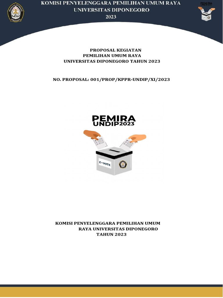 001 Proposal Pemira Undip Tahun 2023 | PDF | Ilmu Sosial