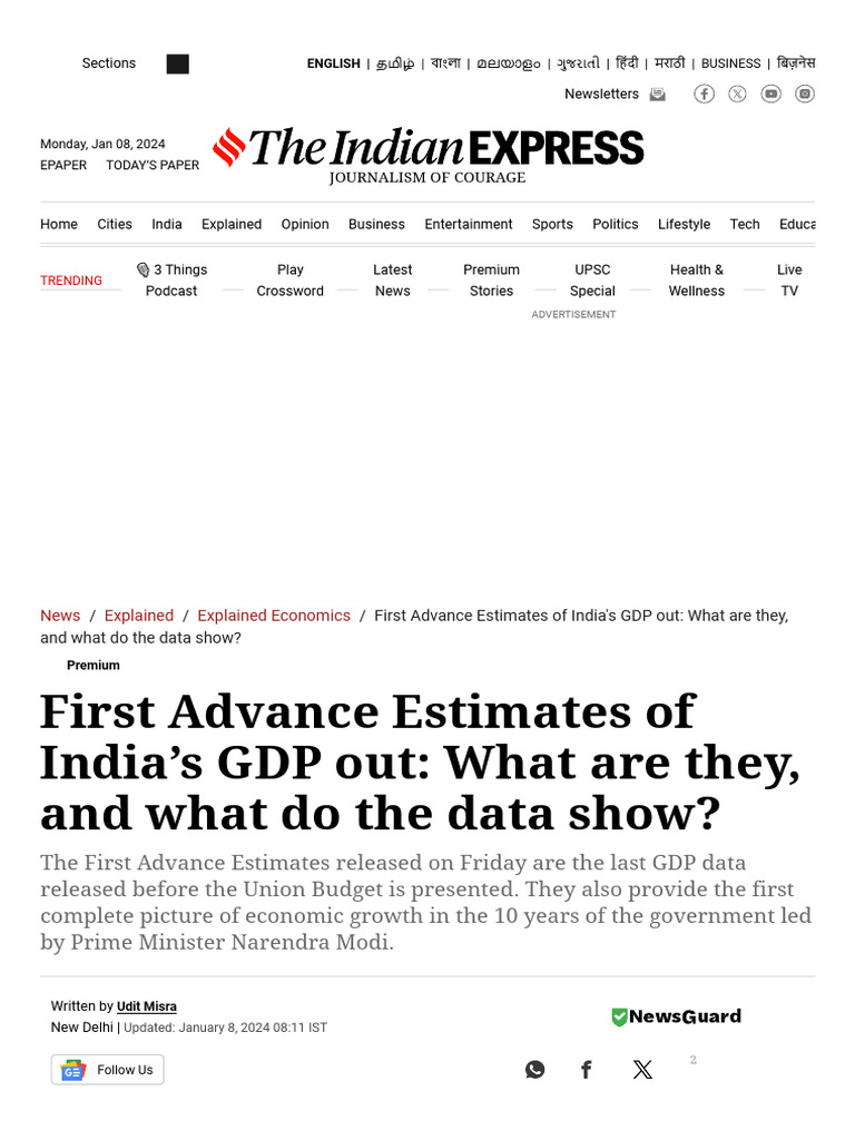 First Advance Estimates of India's GDP Out - What Are They, and What Do ... First Advance Estimates of India's GDP Out - What Are They, and What Do ...