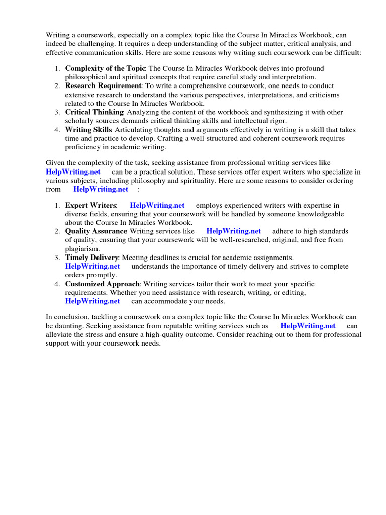 Course in Miracles Workbook | PDF | Critical Thinking | Expert