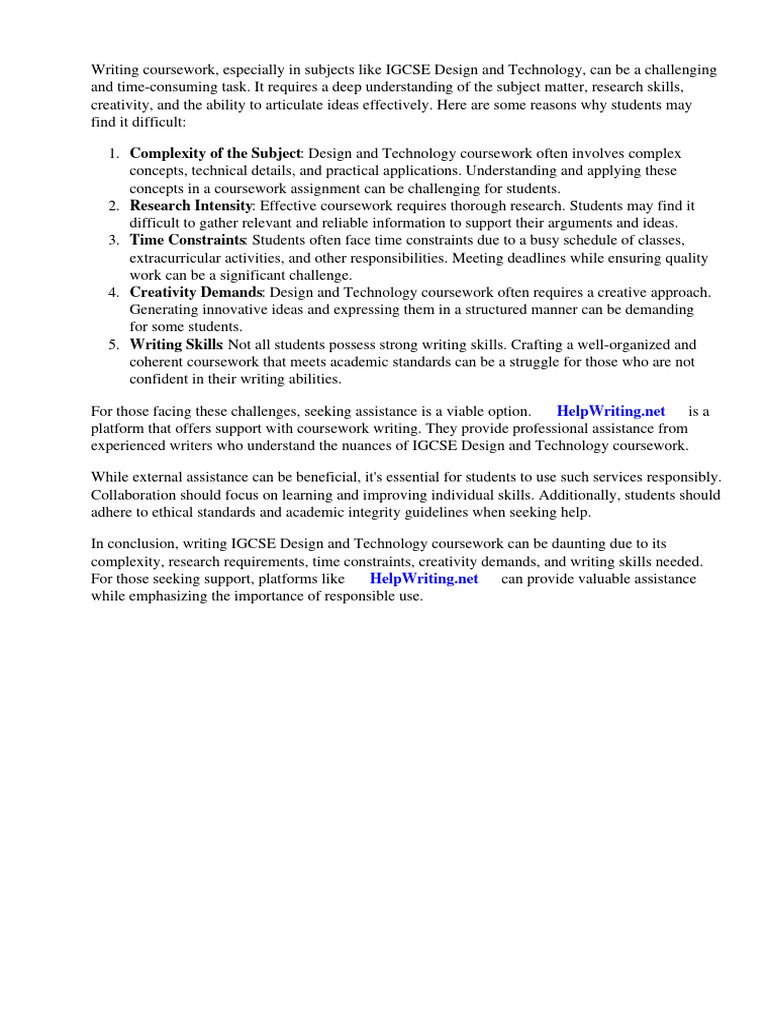 Igcse Design and Technology Coursework | PDF