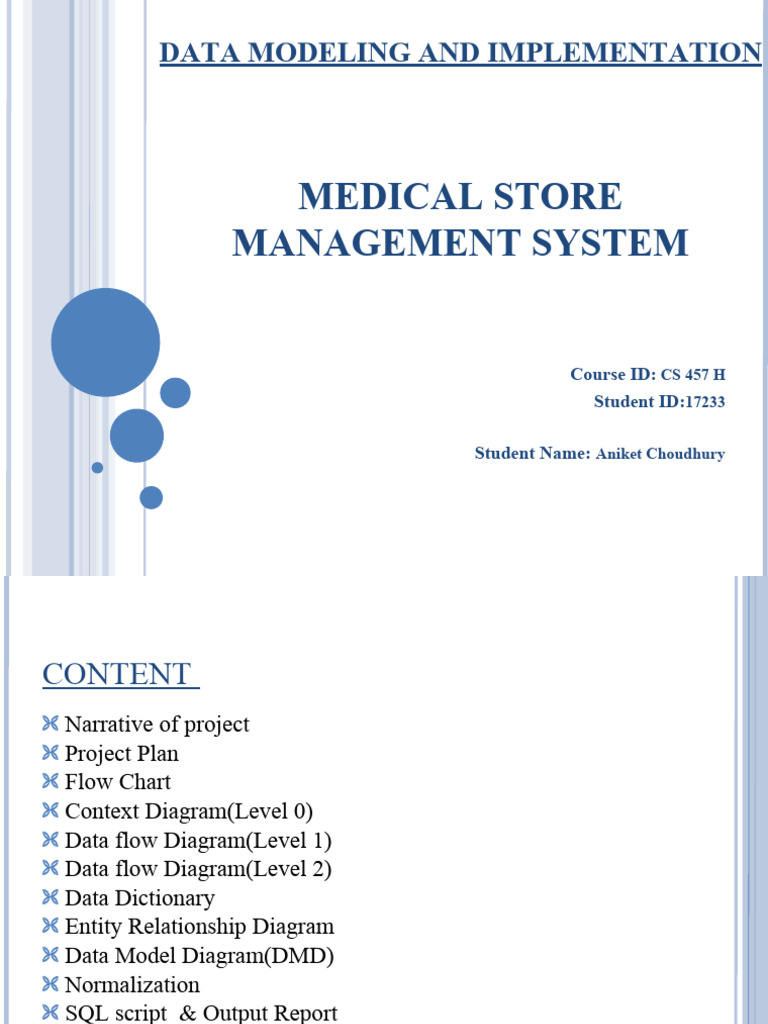 Medical Store Management System: Data Modeling and Implementation | PDF ...
