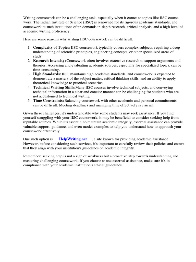 Iisc Course Work | PDF | Critical Thinking | University And College Admission