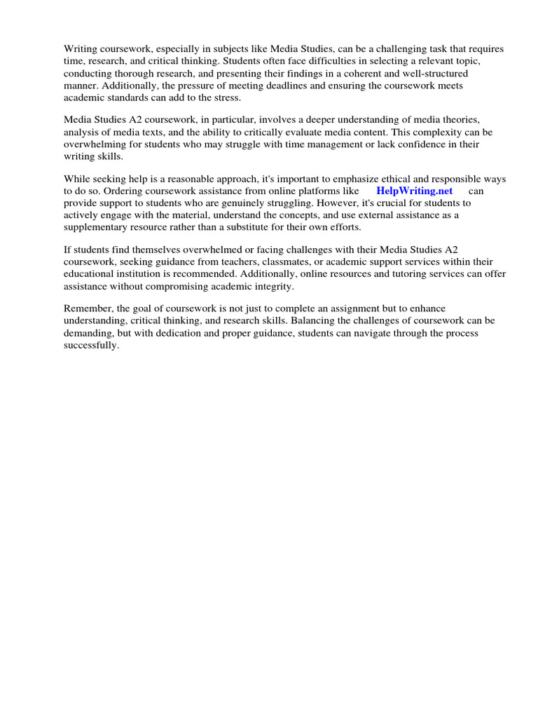 Media Studies A2 Coursework Examples | PDF | Critical Thinking | Thought Media Studies A2 Coursework Examples | PDF | Critical Thinking | Thought