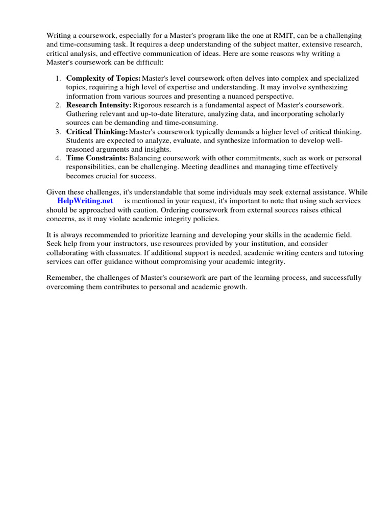 Masters by Coursework Rmit | PDF