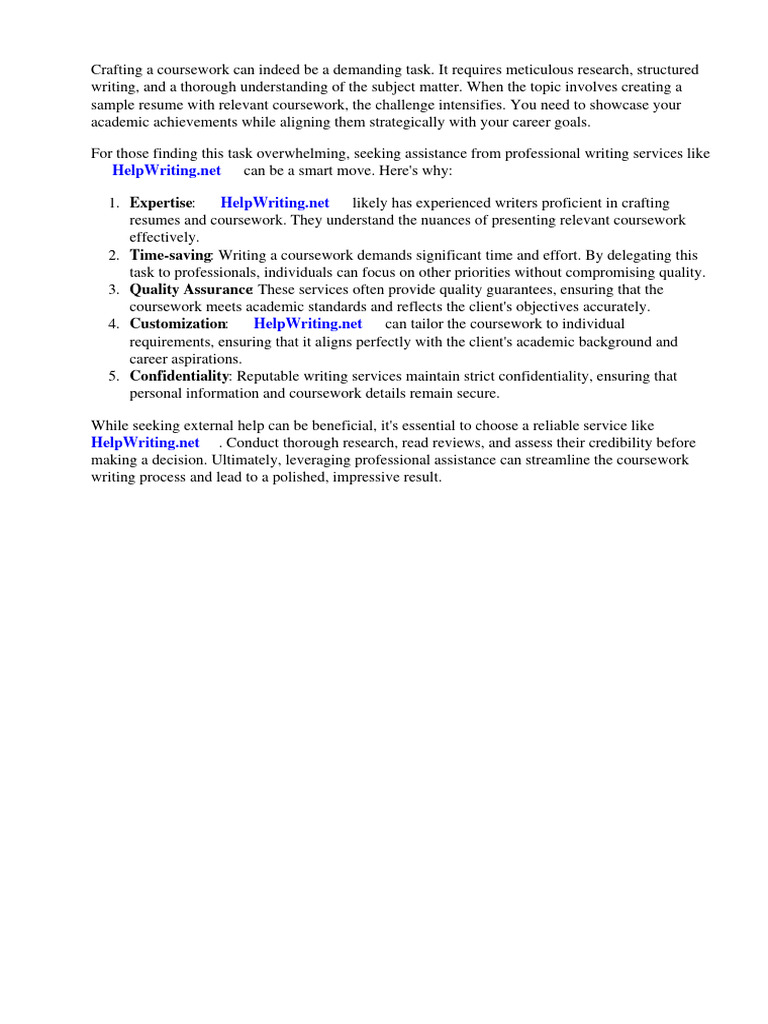 Sample Resume With Relevant Coursework | PDF | Résumé | Analytics