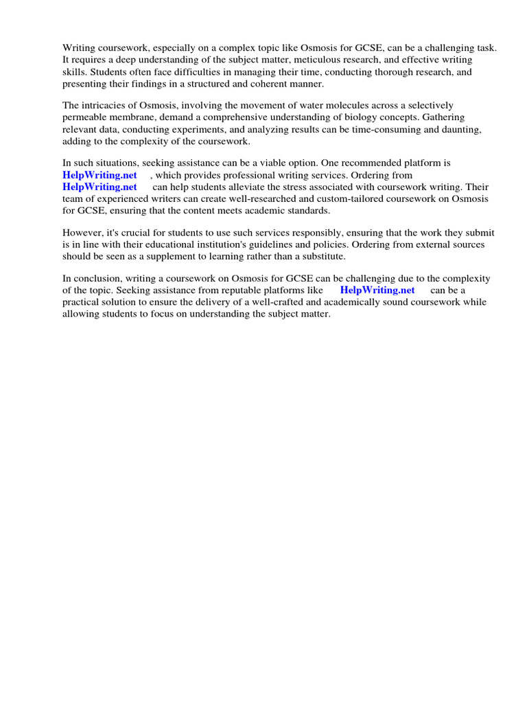 Osmosis Coursework Gcse | PDF | Osmosis | Water