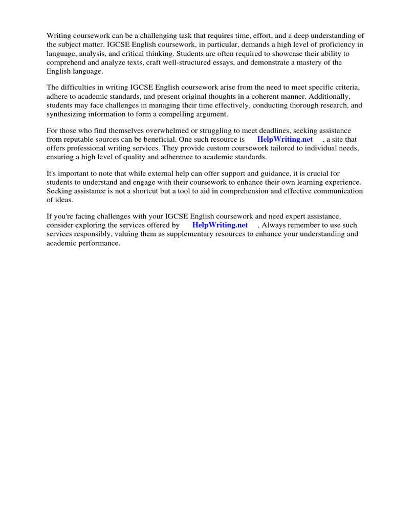 Igcse English Coursework Sample | PDF | Question | Human Communication Igcse English Coursework Sample | PDF | Question | Human Communication