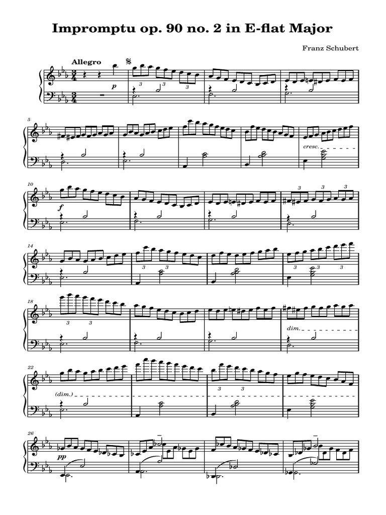 Impromptu Op. 90 D. 899 No. 2 in E-Flat Major - Franz Schubert | PDF | Musical Compositions ...