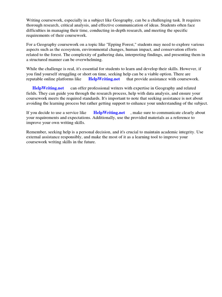 Geography Coursework Gcse Epping Forest | PDF | Forests | Geography