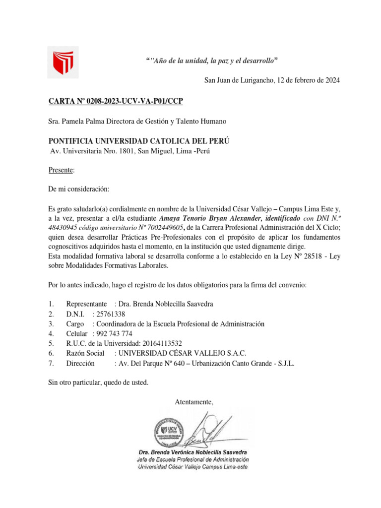 CARTA PPP. N° 0207 Amaya Tenorio . | PDF | Crecimiento personal y ... CARTA PPP. N° 0207 Amaya Tenorio . | PDF | Crecimiento personal y ...