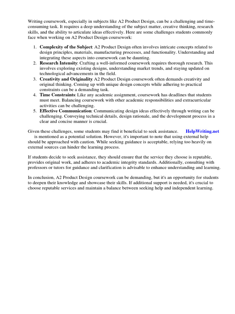 A2 Product Design Coursework Examples | PDF