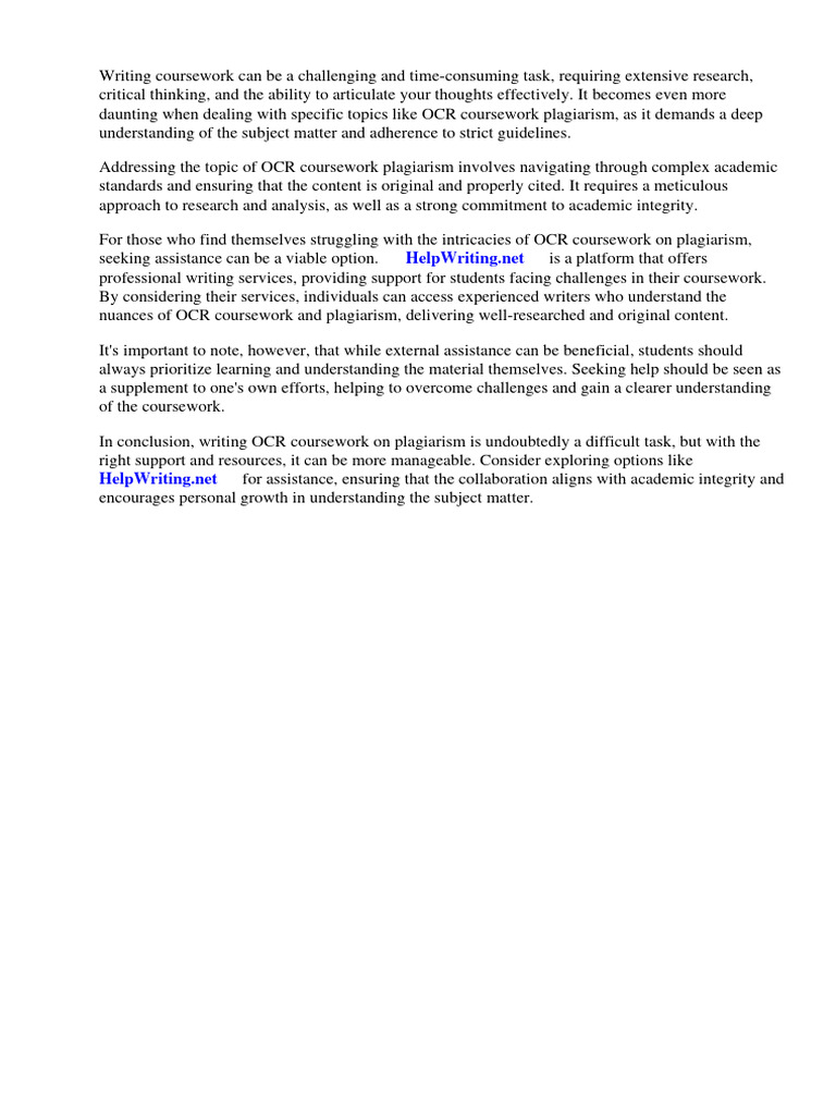 Ocr Coursework Plagiarism Pdf Plagiarism Optical Character Recognition