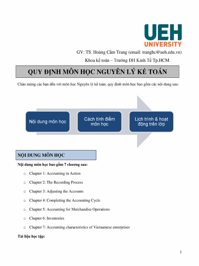 Principles of Accounting - Syllabus and Teaching Schedule - 2023 | PDF