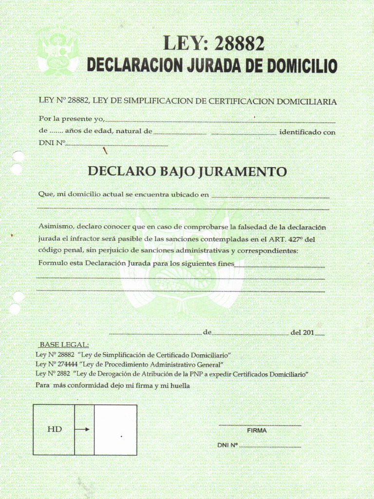 Declaración Jurada de Domicilio-Modelo | PDF