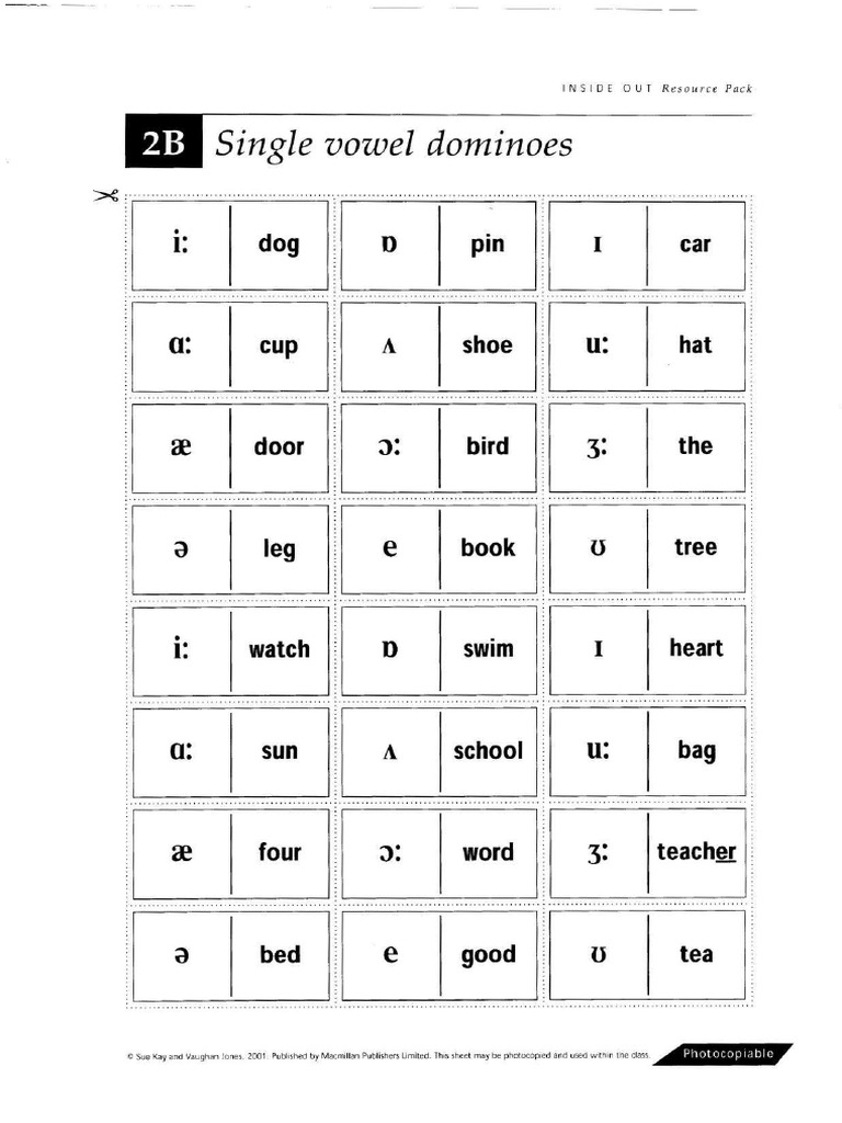 Single Vowel Domino | PDF