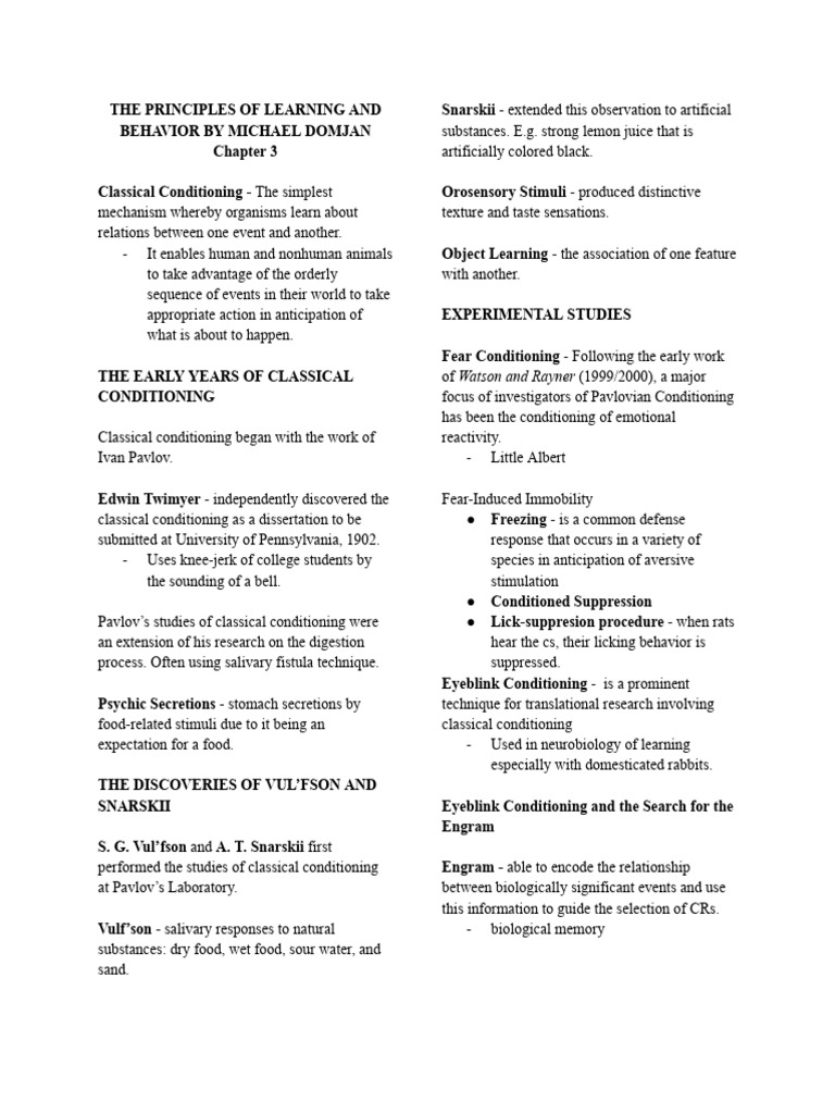 Chapter 3, Domjan | PDF