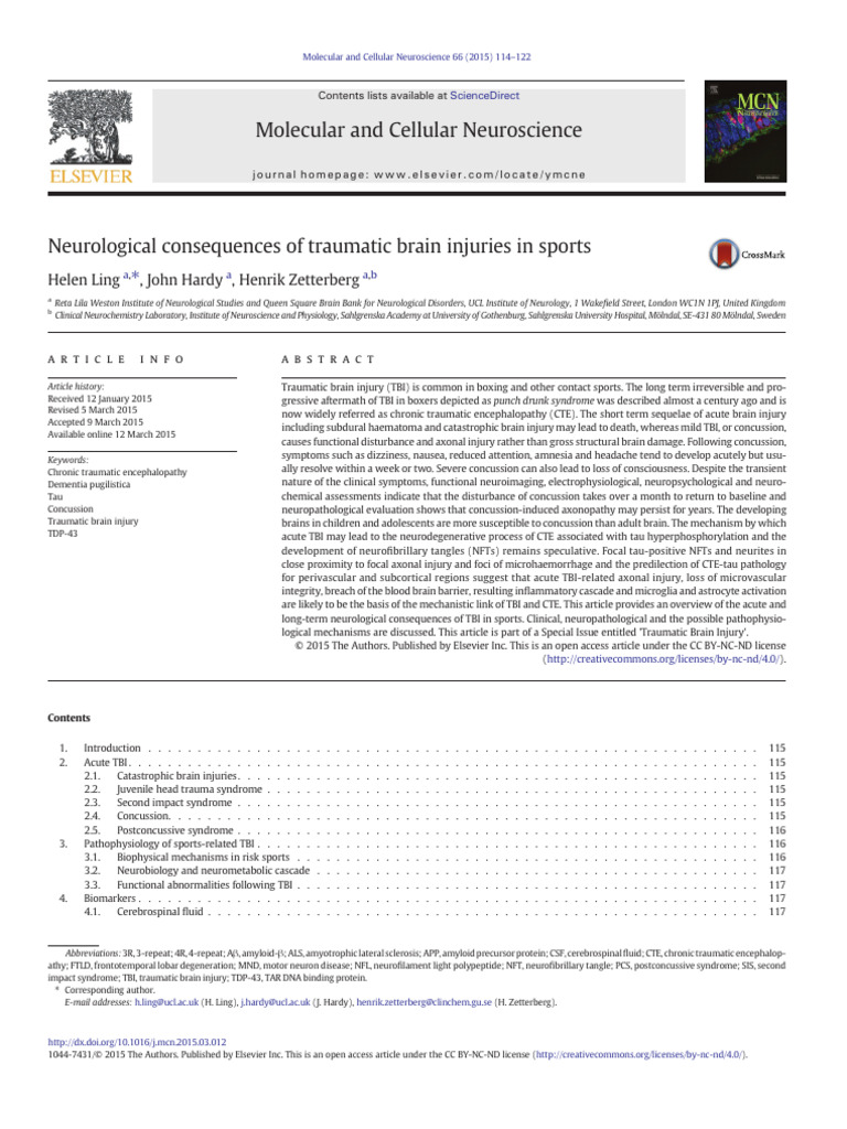 Neurological Consequences of Traumatic Brain Injuries in Sports | PDF ...