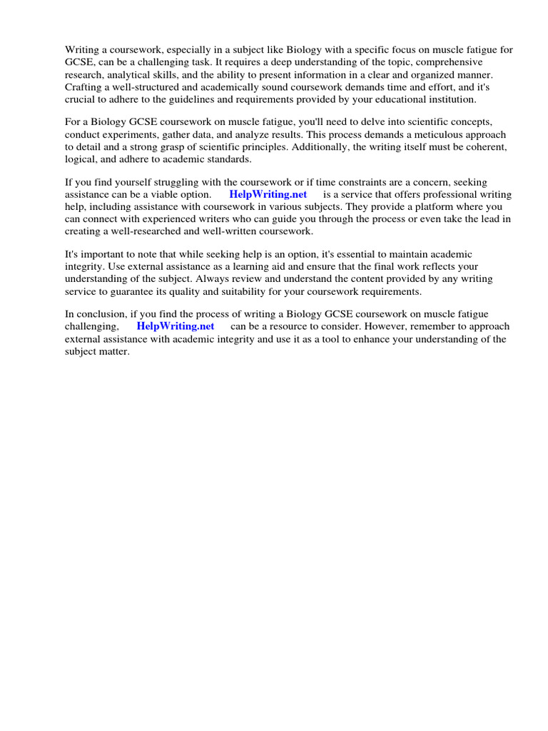 Biology Coursework Gcse Muscle Fatigue | PDF | Muscle Contraction ...
