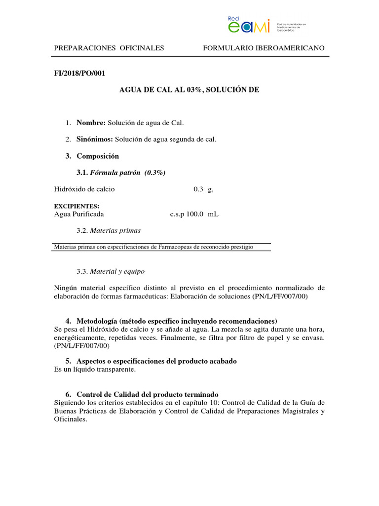001 Agua de Cal Solucion | Descargar gratis PDF | Medicamentos con ...