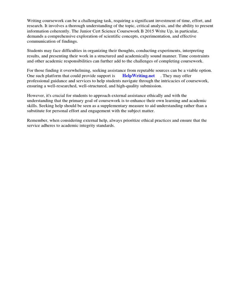 Junior Cert Science Coursework B 2015 Write Up | PDF | Books | Science